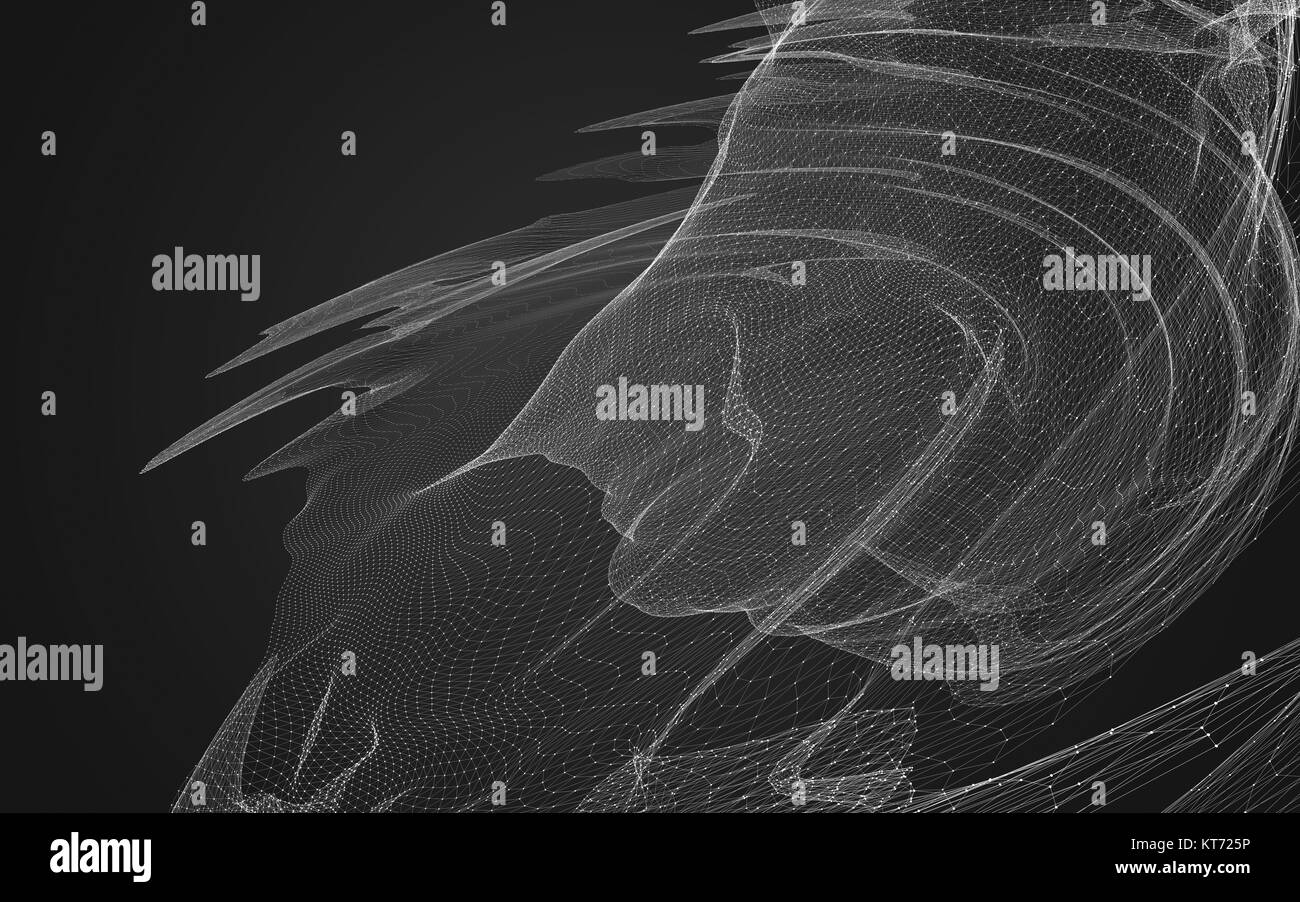 Abstract polygonal space low poly dark background, 3d rendering Stock ...