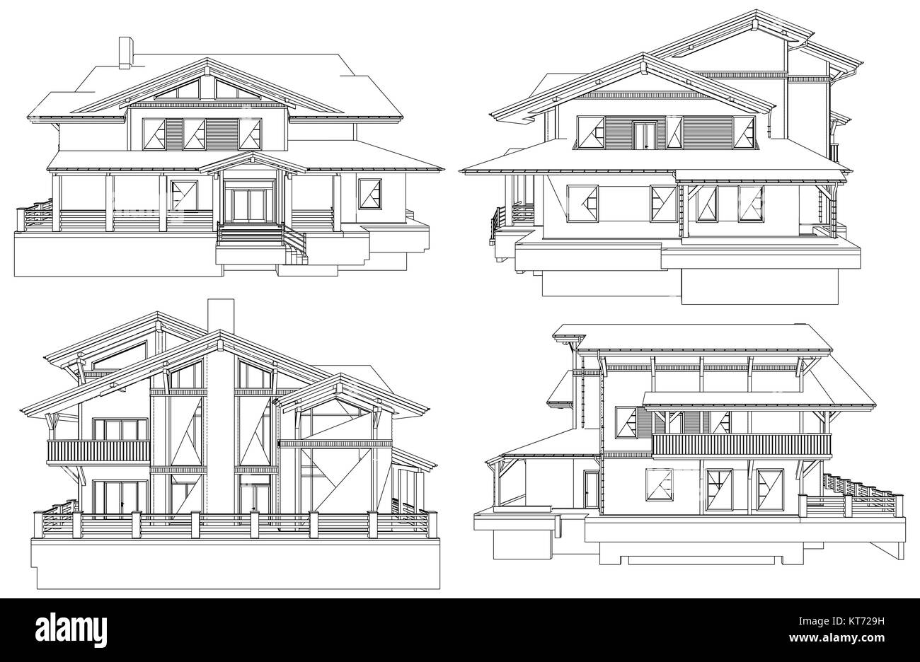 Family house plan Black and White Stock Photos & Images - Alamy