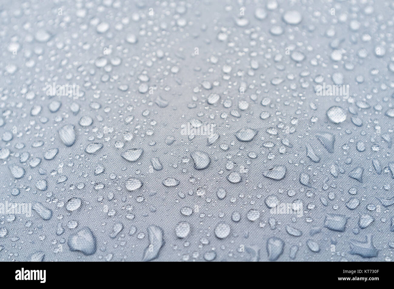 Water droplets on grey fiber waterproof fabric Stock Photo - Alamy