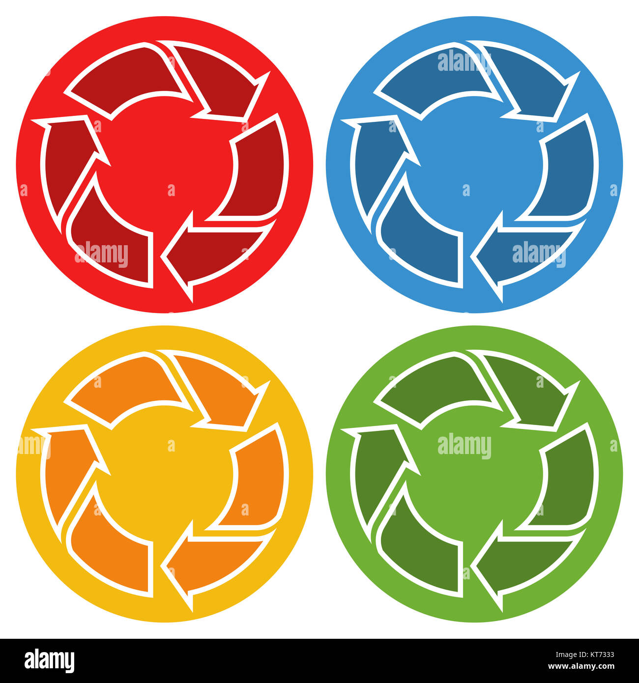 colored recycling signs in circle isolated on white background Stock ...