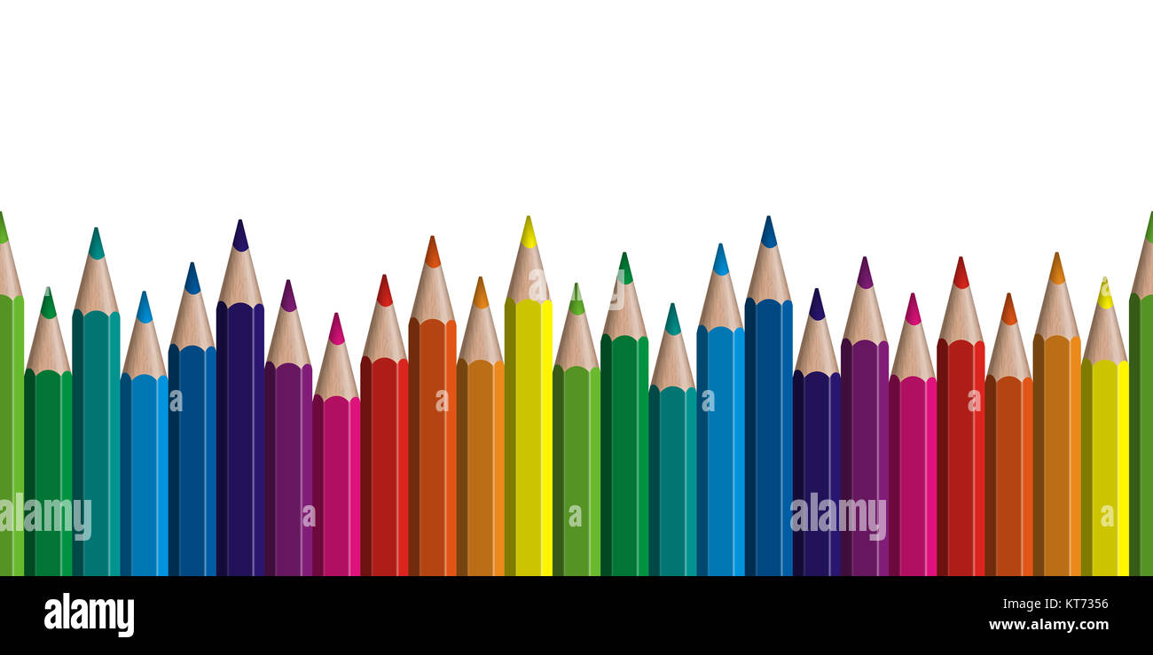 seamless colored pencils row Stock Photo - Alamy