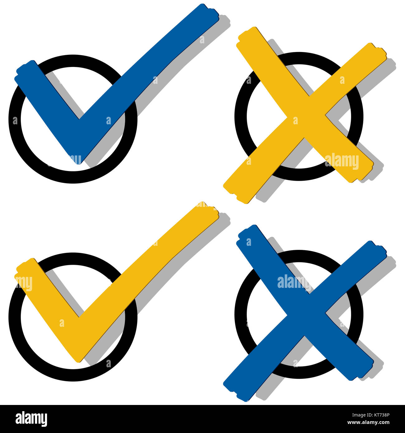 blue and yellow check mark and cross Stock Photo - Alamy