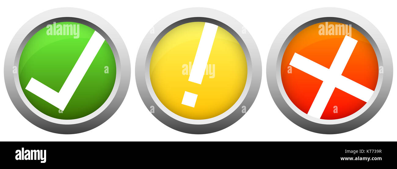 collection of colored buttons with silver frame and check mark ...