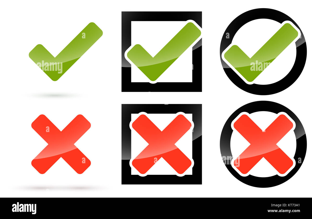 Set red green tick cross hi-res stock photography and images - Alamy