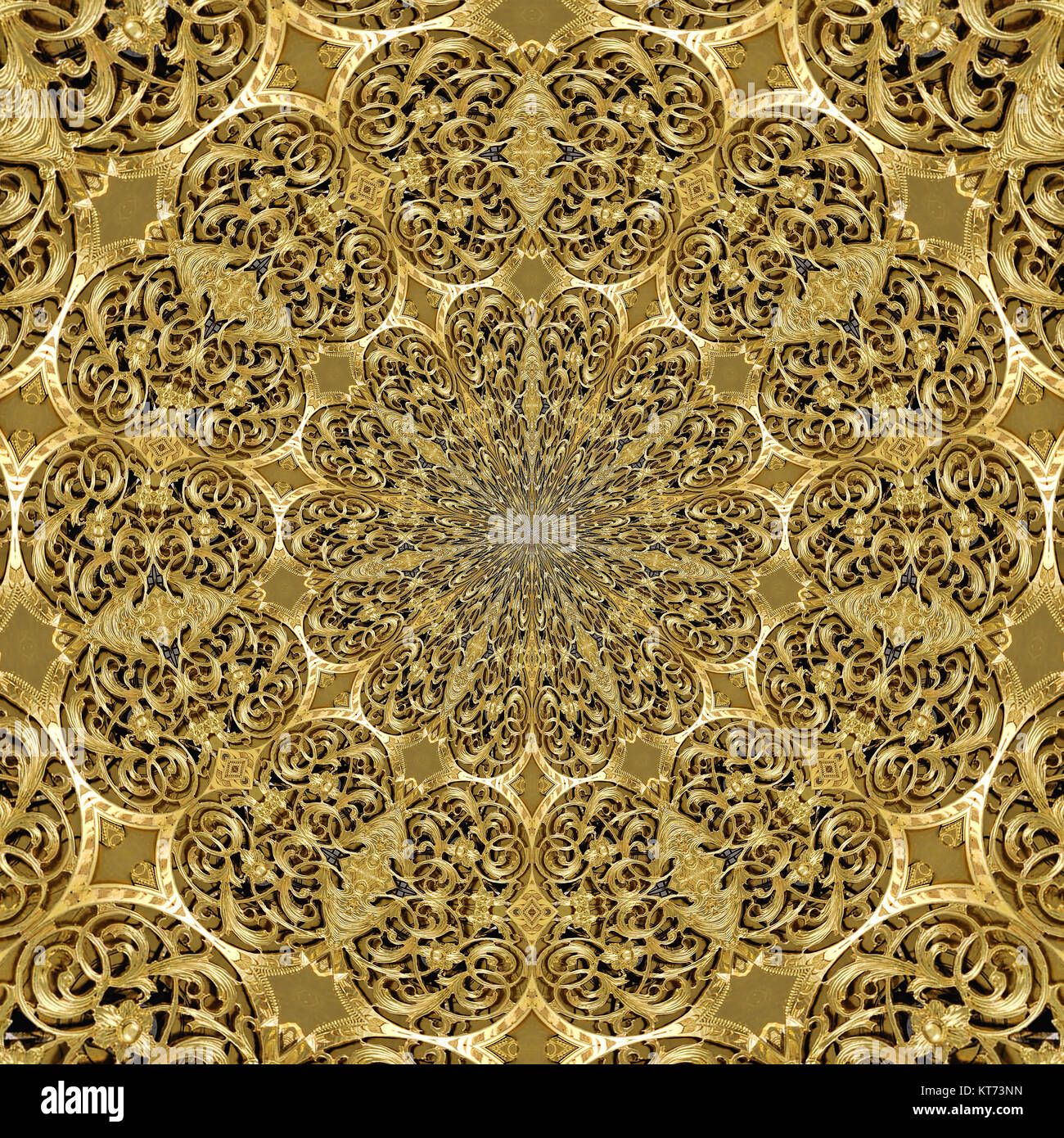 Golden Ornamental Engraving Flowers Stock Photo - Alamy