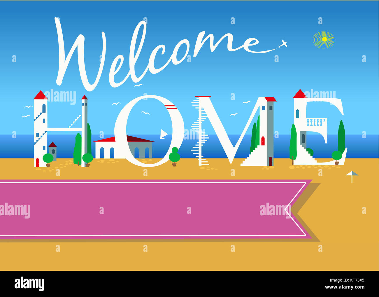 Welcome home. Travel card Stock Photo - Alamy