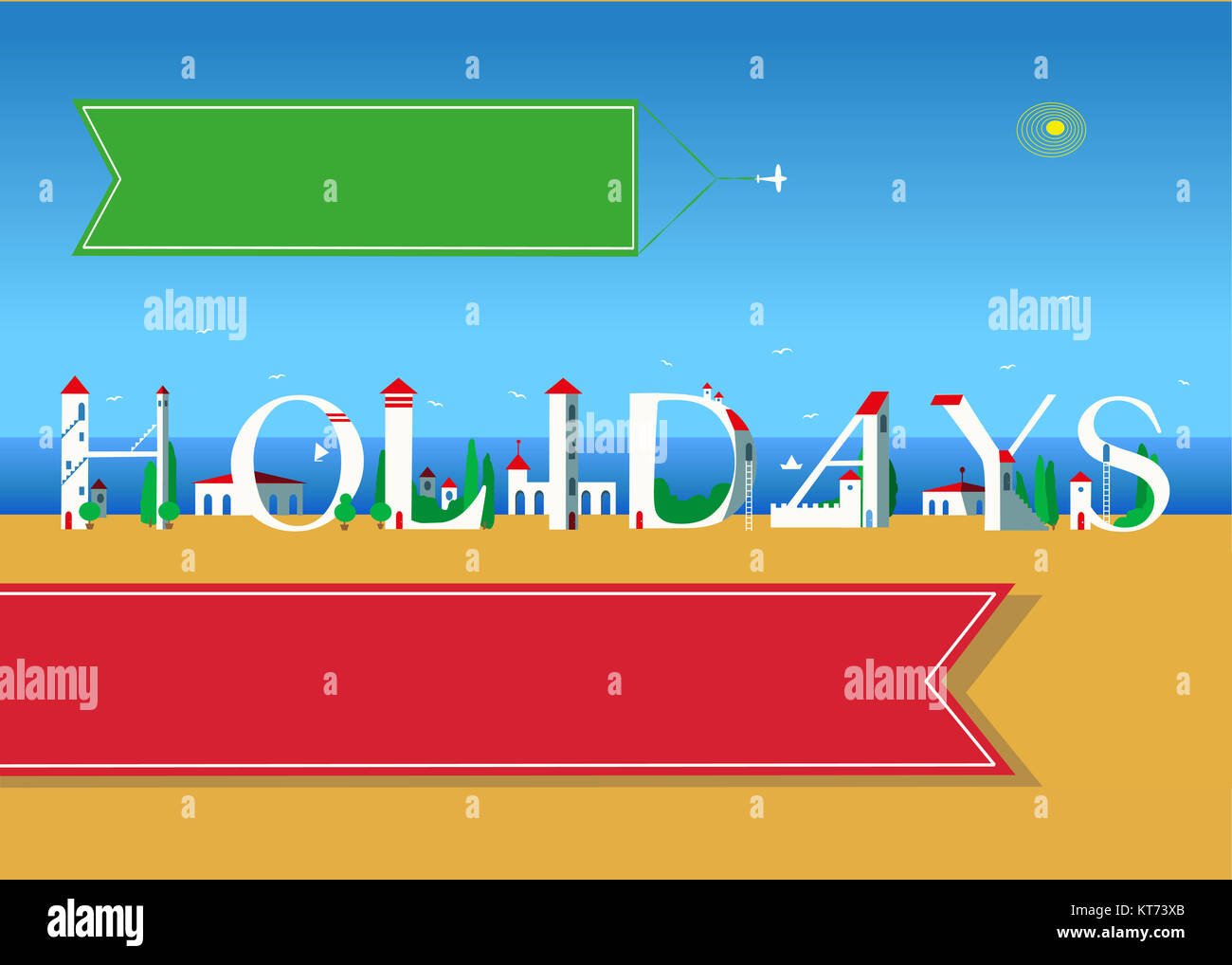 Vintage summer travel card hi-res stock photography and images - Alamy