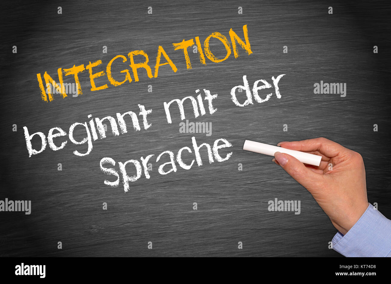 integration begins with the language Stock Photo - Alamy