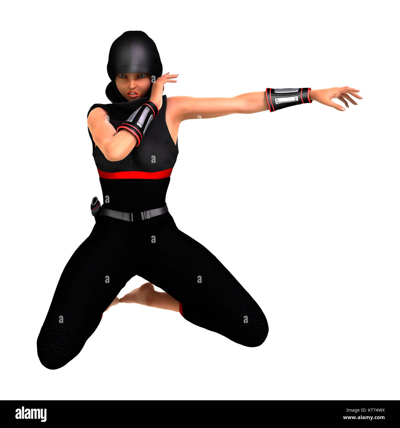 3D Rendering Female Ninja on White Stock Photo - Alamy