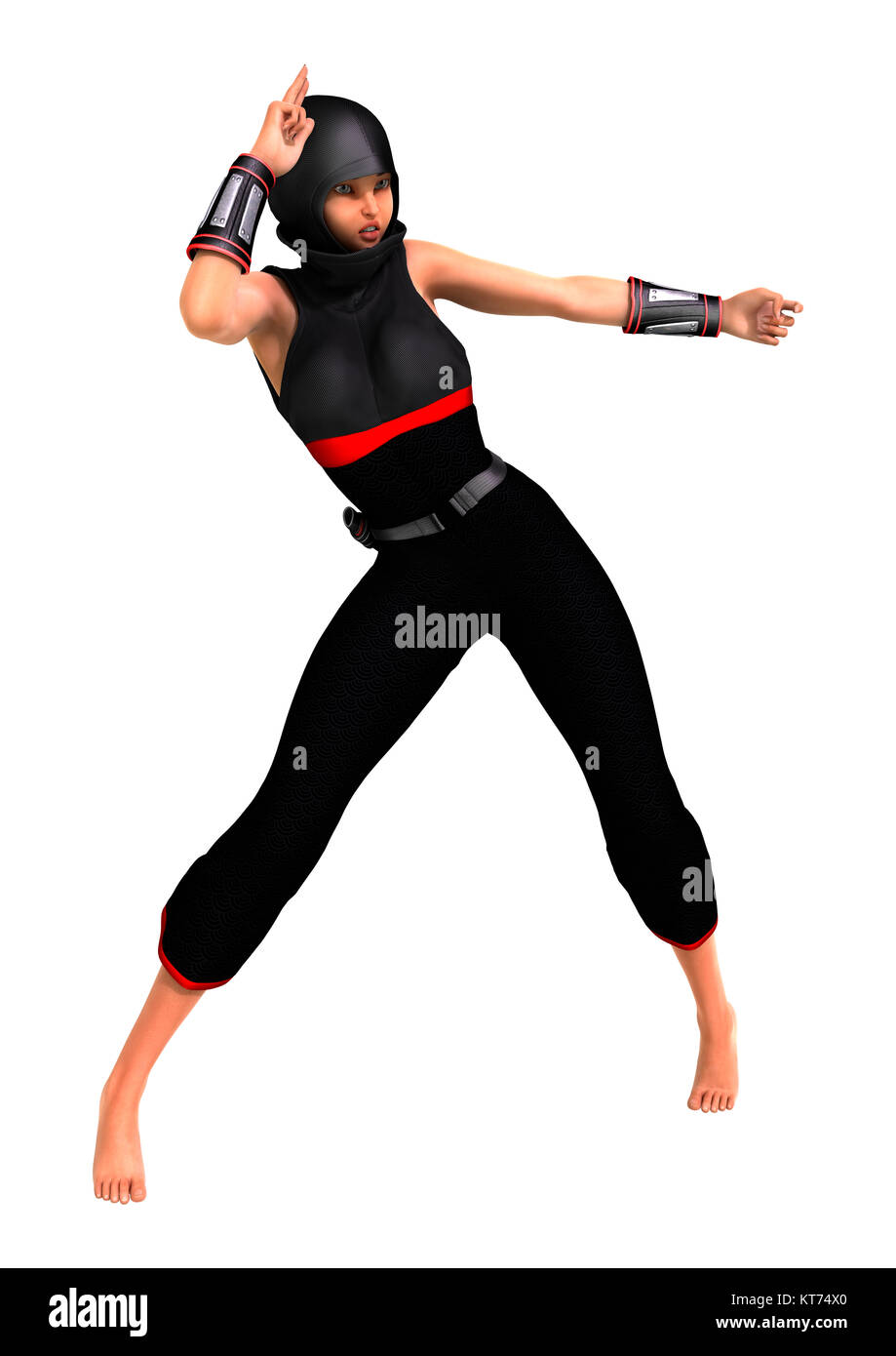 3D Rendering Female Ninja on White Stock Photo - Alamy