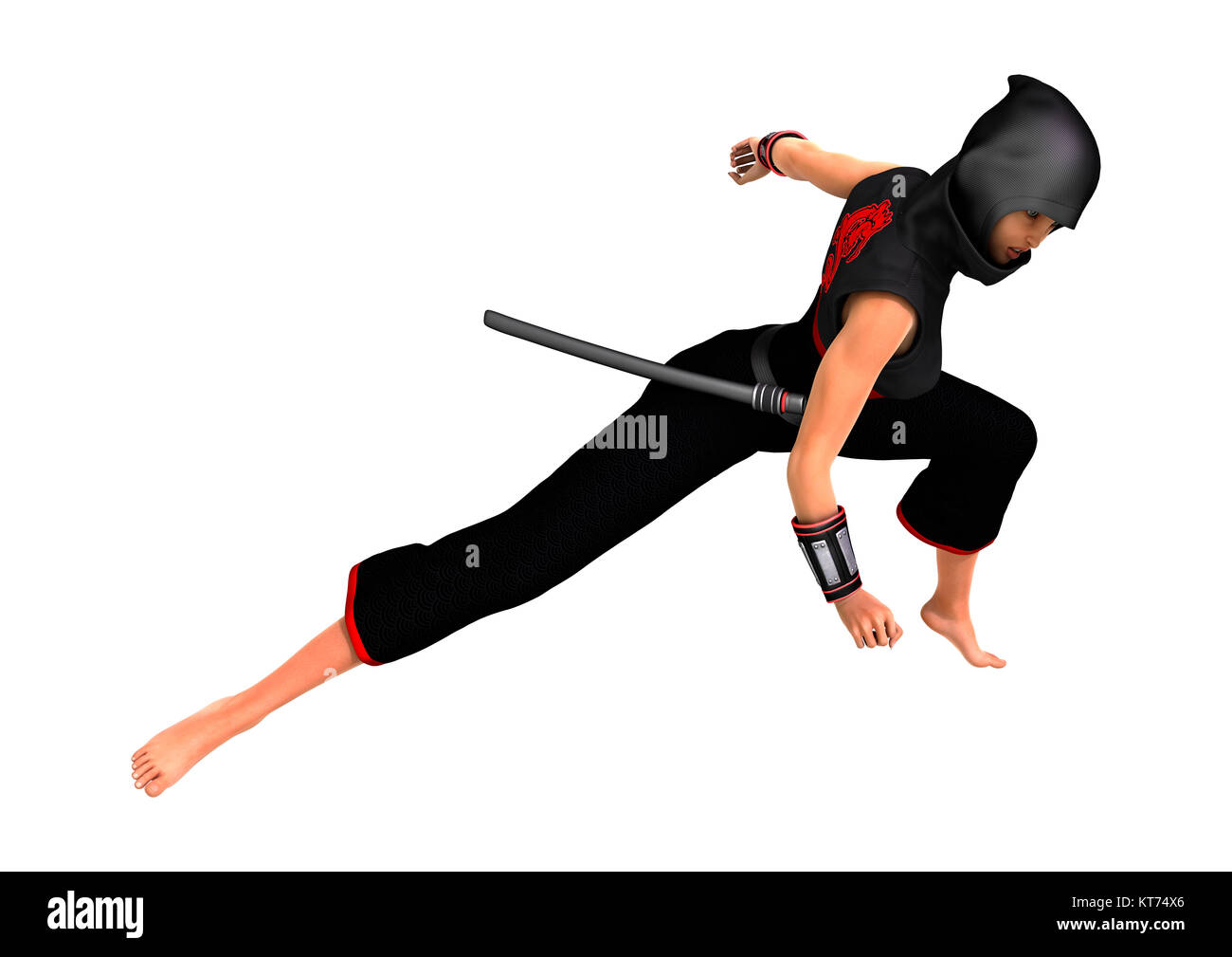 3D Rendering Female Ninja on White Stock Photo - Alamy