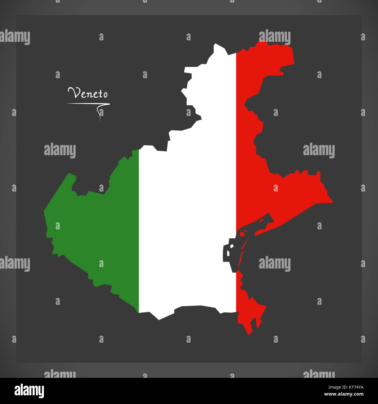 Veneto map with Italian national flag illustration Stock Photo - Alamy