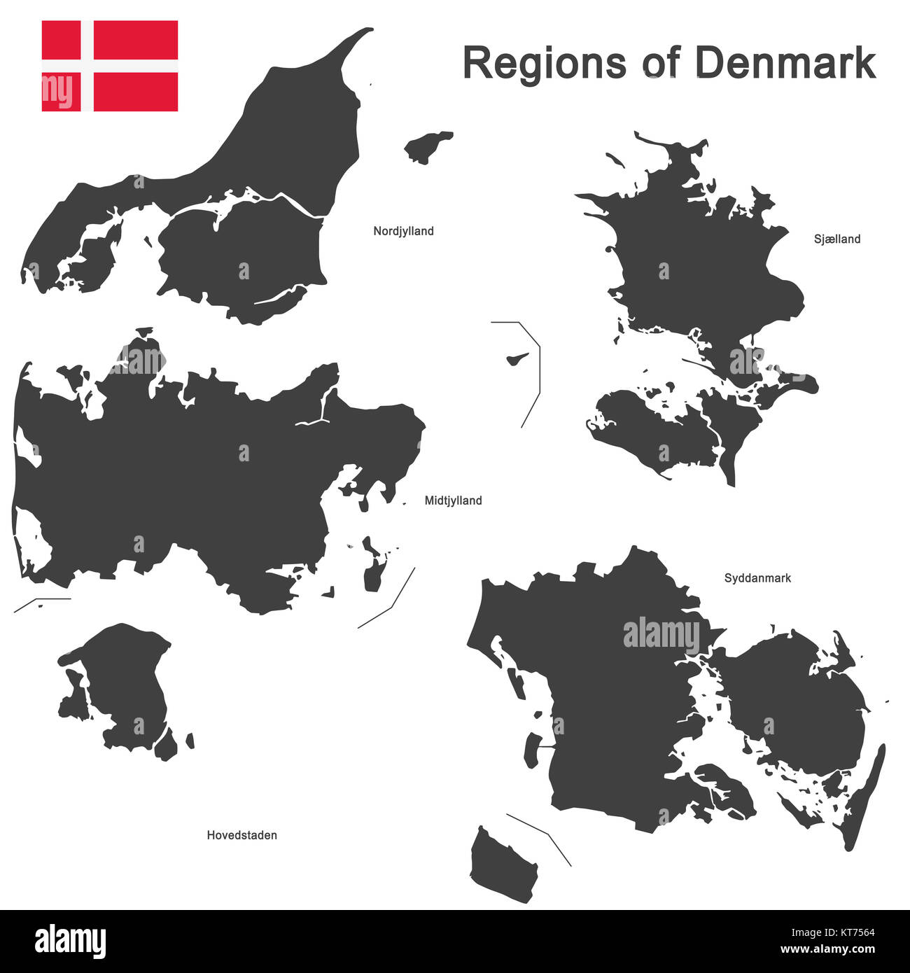 Denmark detailed map hi-res stock photography and images - Alamy