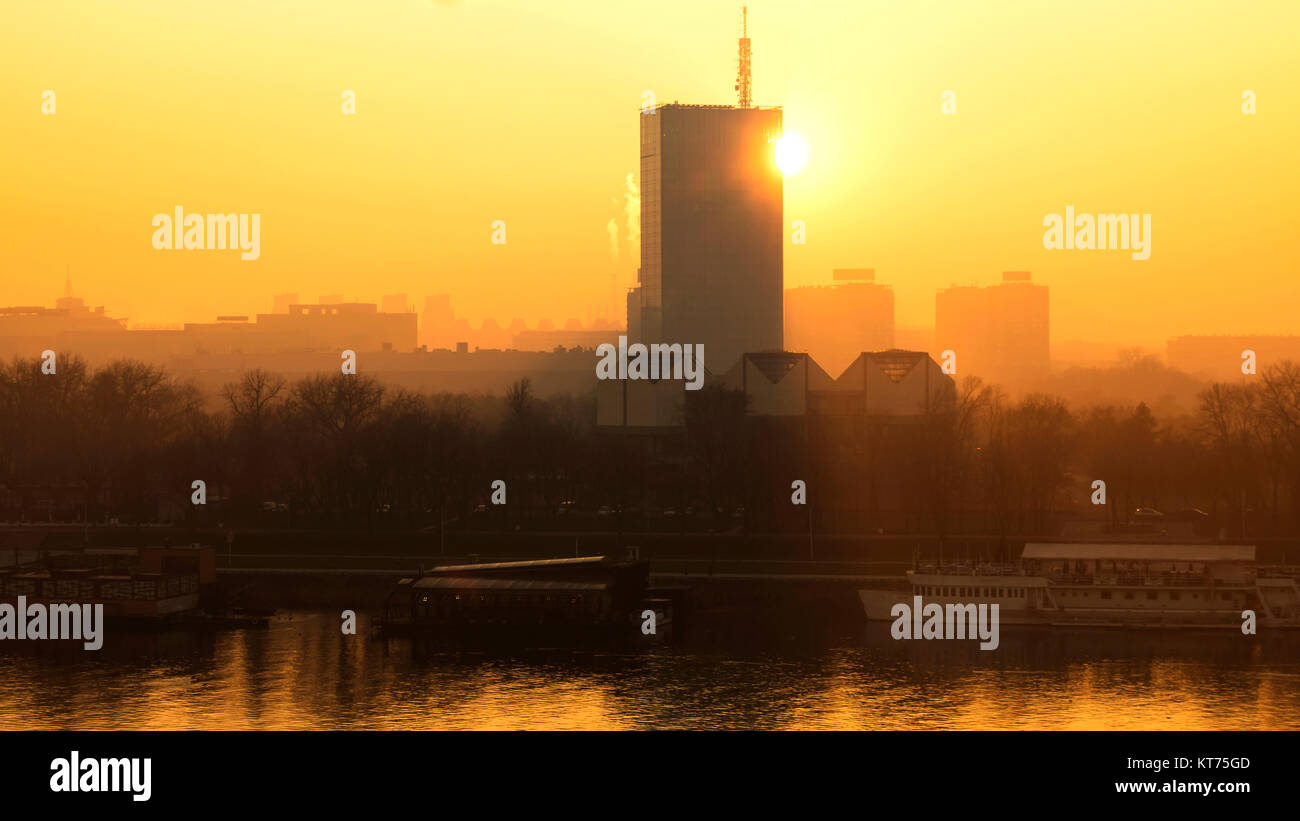 Sunset behind the building Stock Photo - Alamy