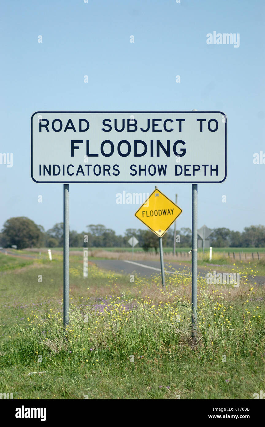 flooding sign, Queensland, Australia Stock Photo - Alamy