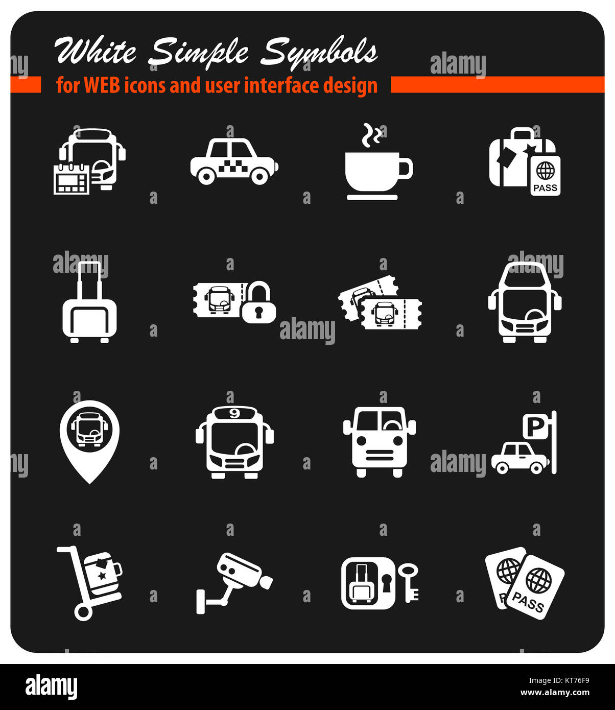 bus station icon set Stock Photo - Alamy
