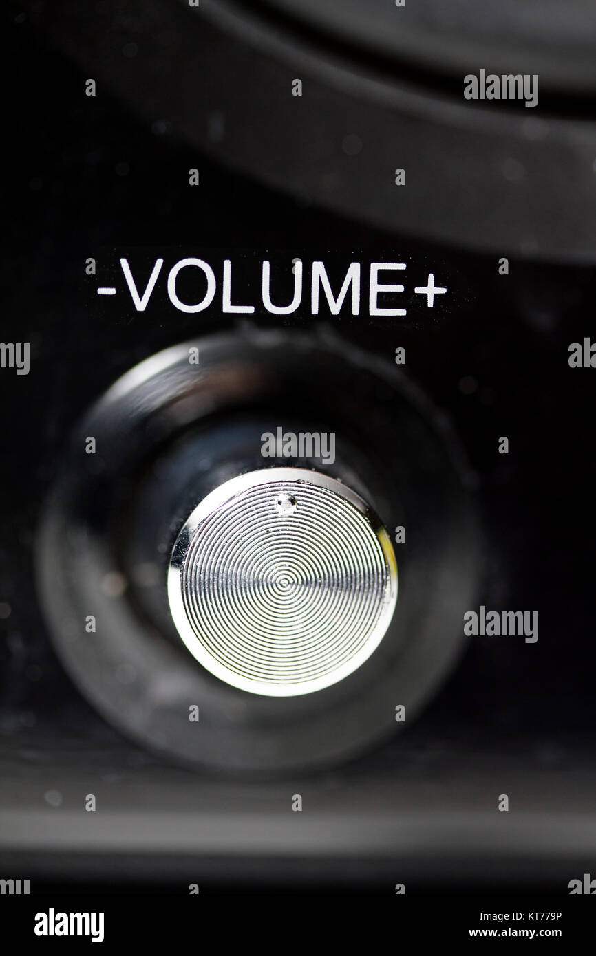 volume knob control sound equipment power audio black white Stock Photo ...