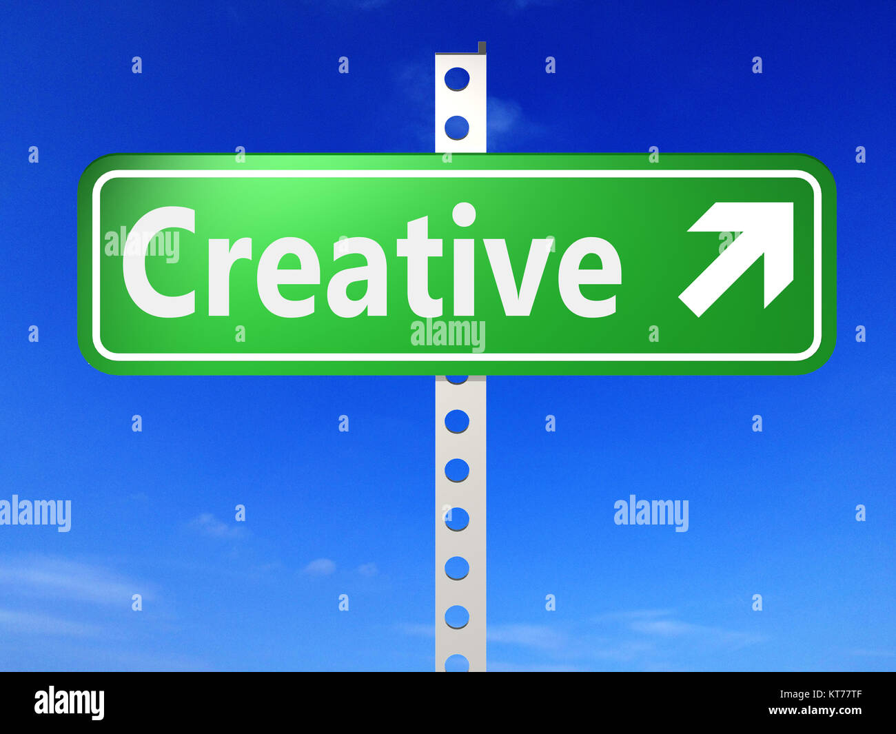 Direction sign with Creative words Stock Photo - Alamy