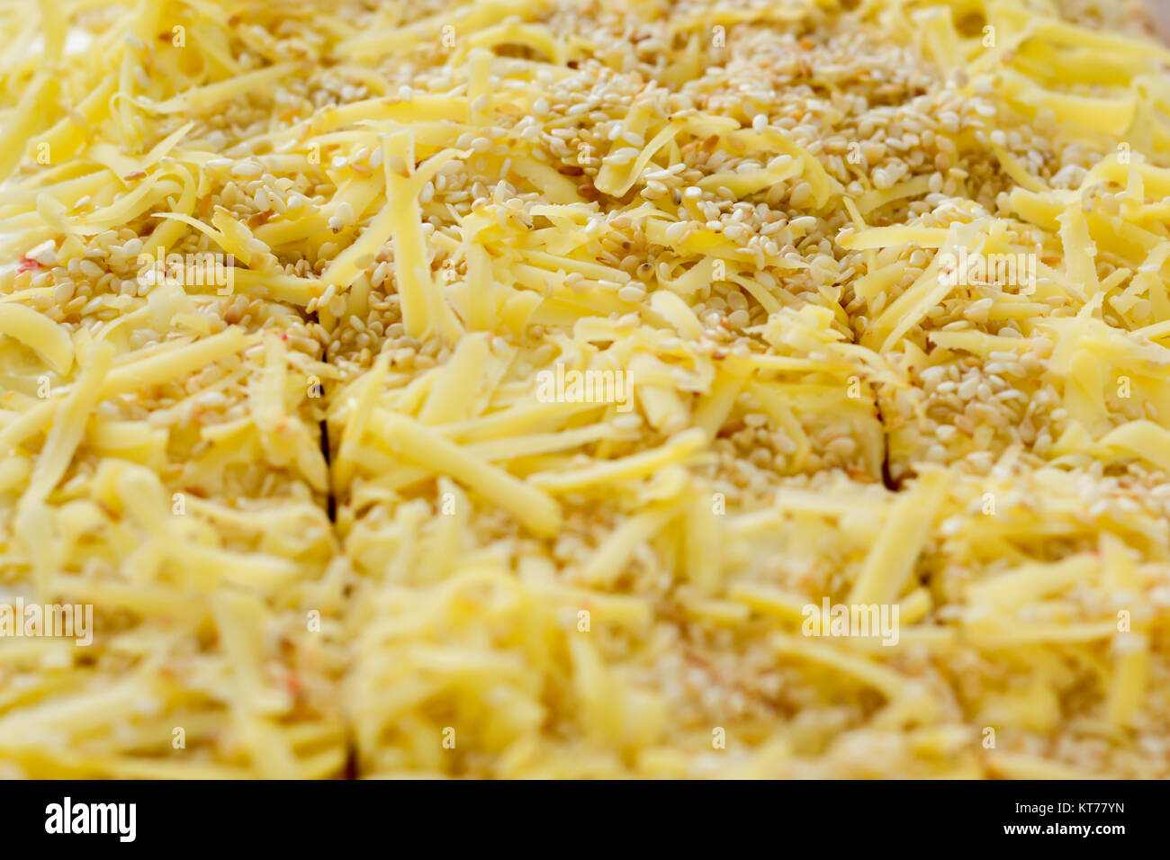 Close up of salt cake with yellow cheese Stock Photo - Alamy