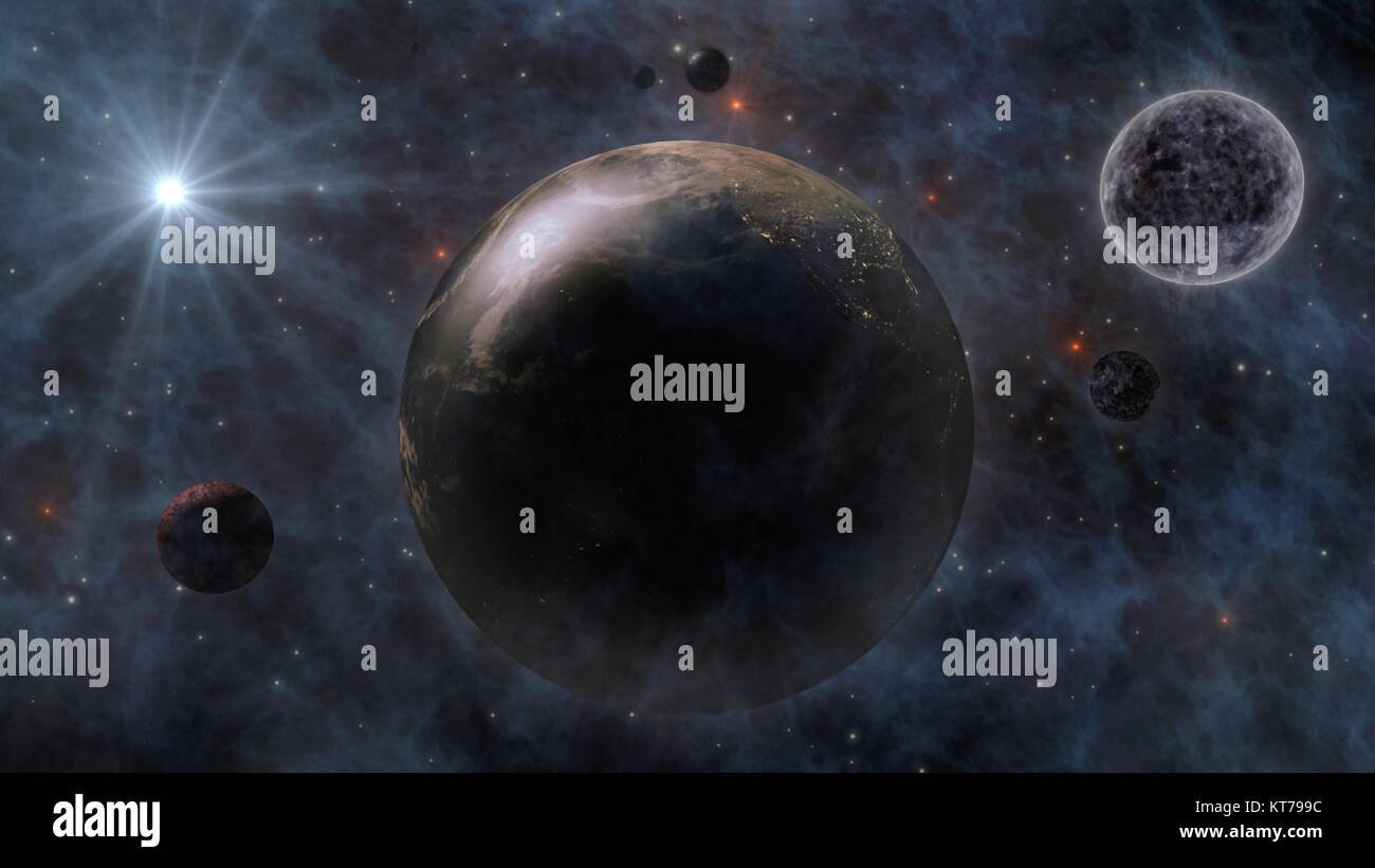 Universe with stars and galaxies in outer space 3D Rendering Stock ...