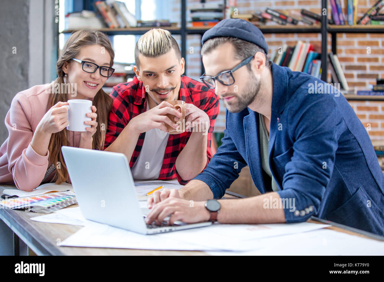 Designers working at project Stock Photo - Alamy