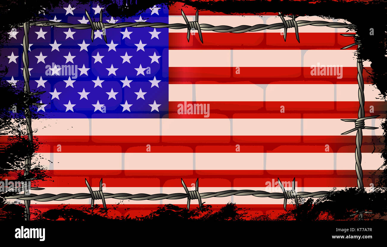 United States Wall And Barbed Wire Stock Photo - Alamy