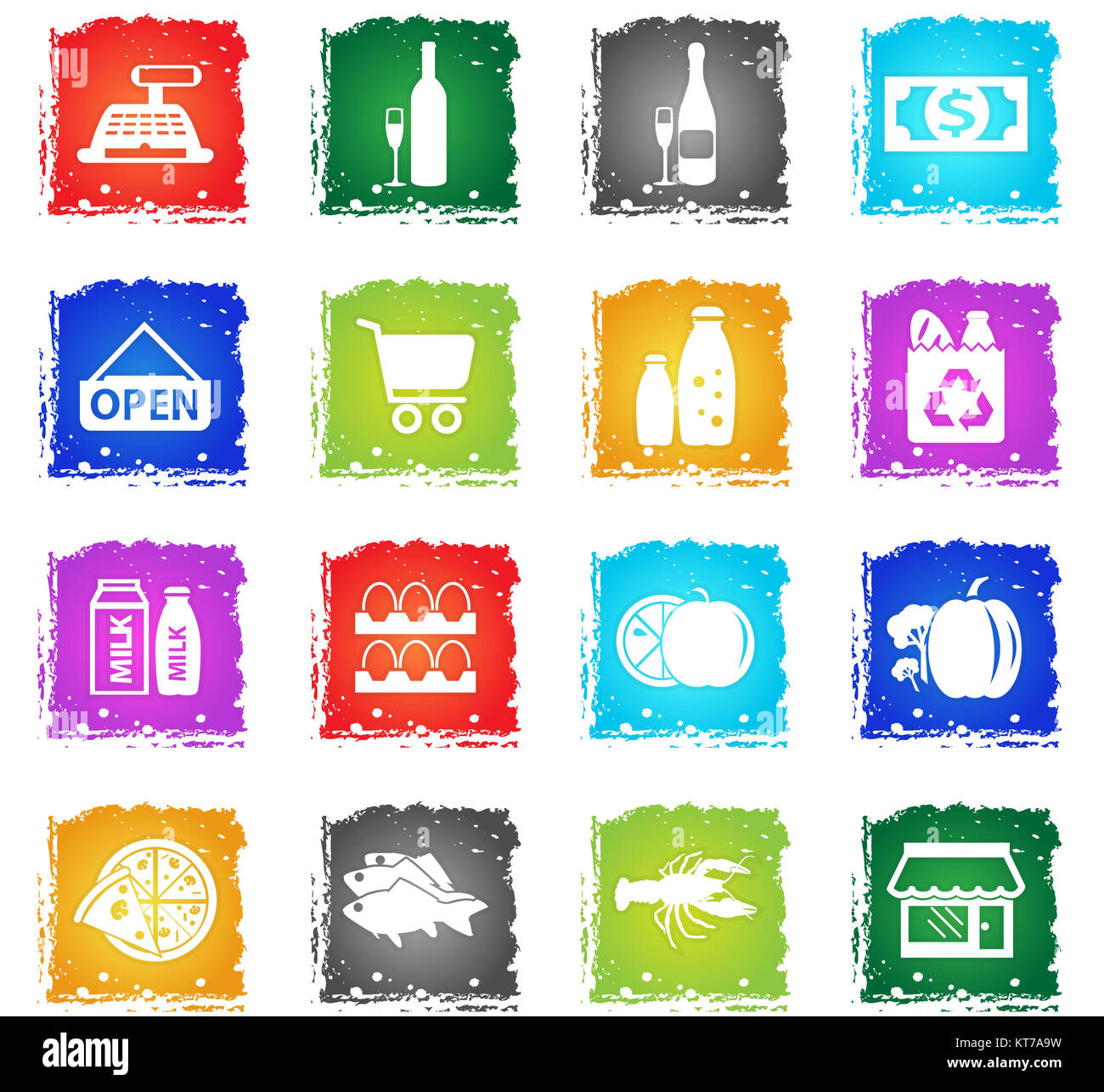 grocery store icon set Stock Photo - Alamy
