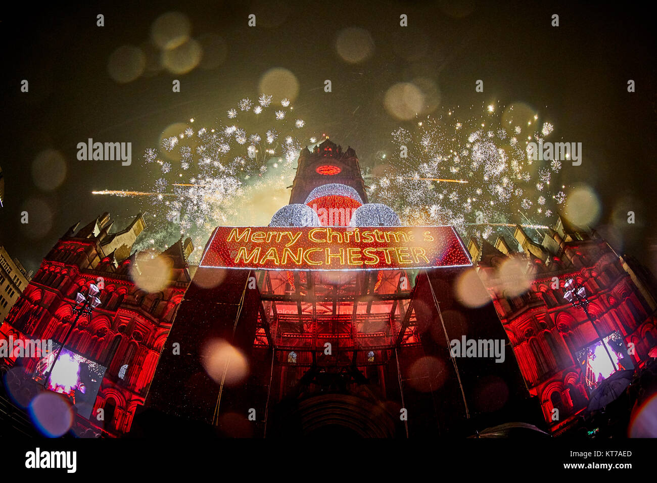 Santa on manchester town hall hi-res stock photography and images - Alamy