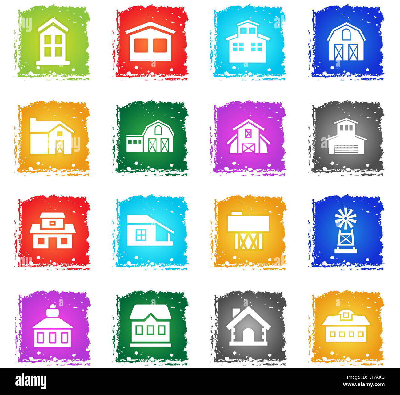 farm building icon set Stock Photo - Alamy