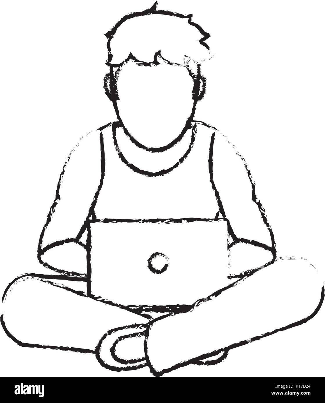 Boy with laptop of device gadget and technology theme Isolated design ...