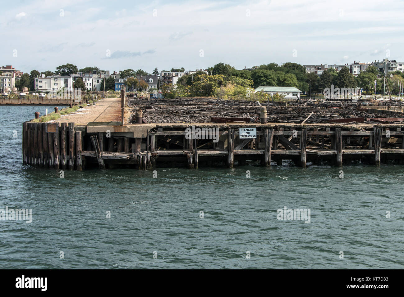 Old Abandoned Pier in Boston massachusetts USA wooden broken dock Stock ...