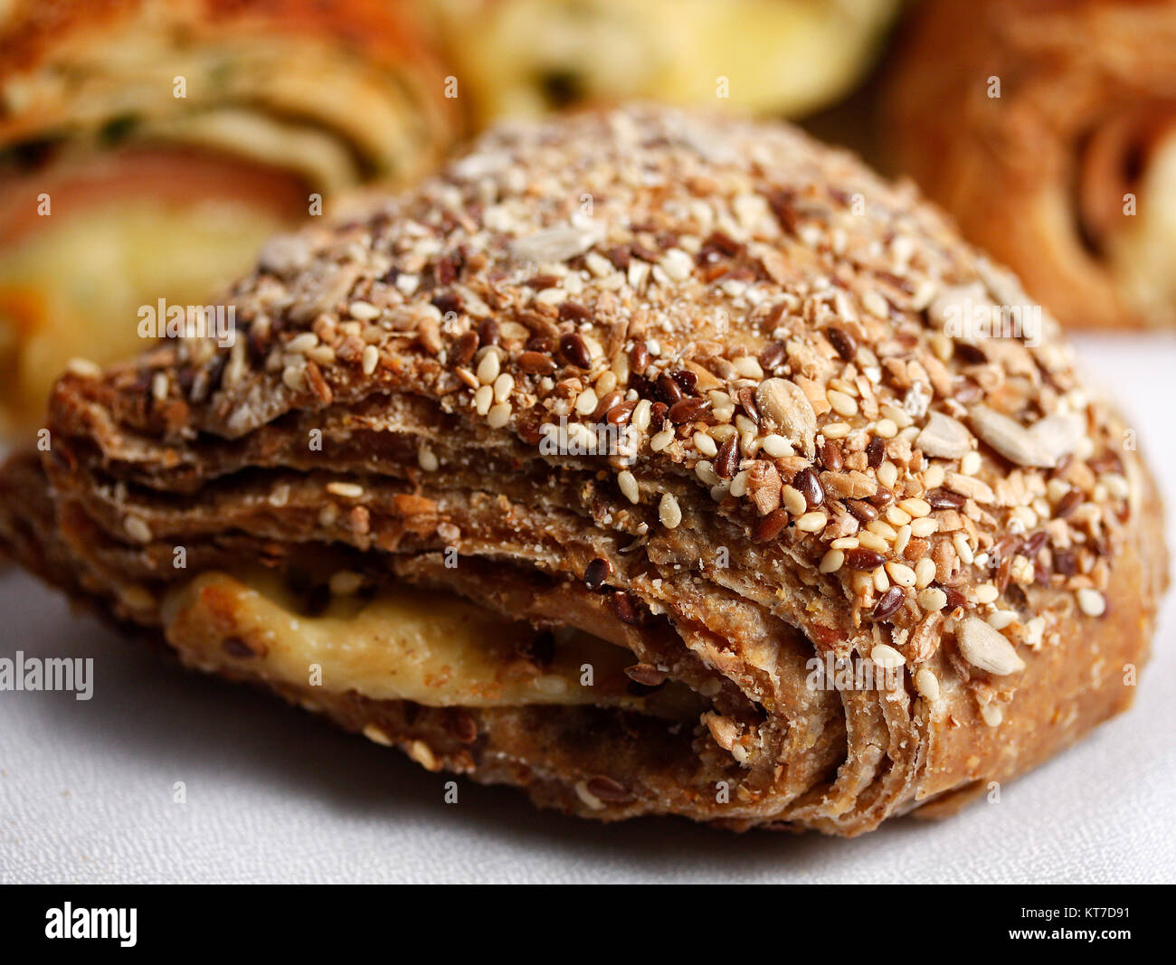 White cheese multigrain breakfast wholegrain dough crust Stock Photo ...