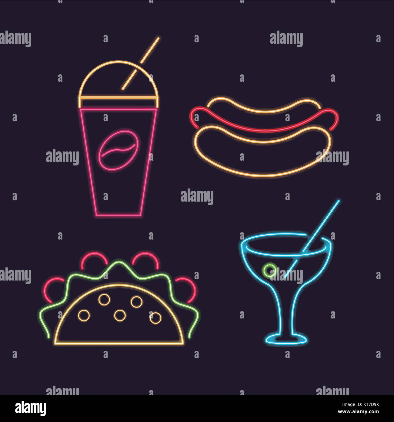 Food icons neon lights Stock Vector Image & Art - Alamy