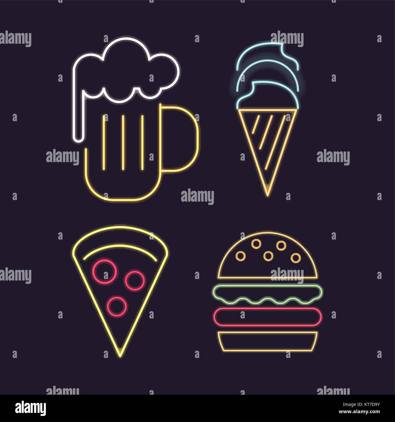 Food icons neon lights Stock Vector Image & Art - Alamy