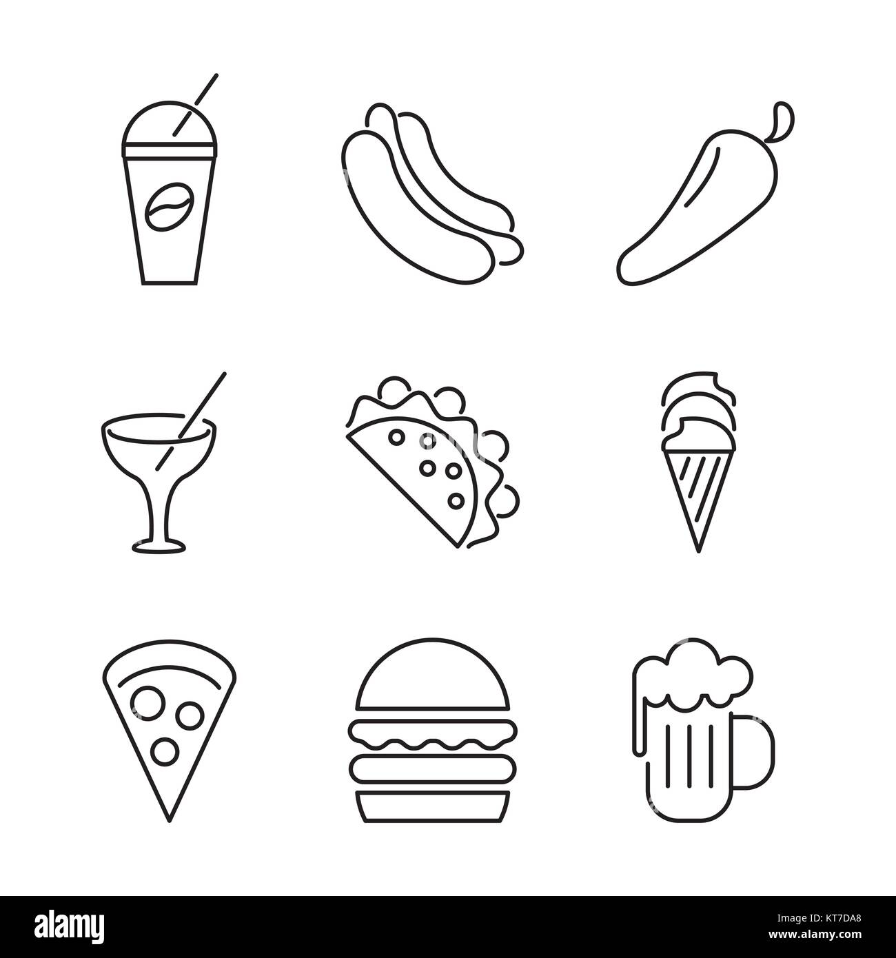 Food black and white icons Stock Vector Image & Art - Alamy