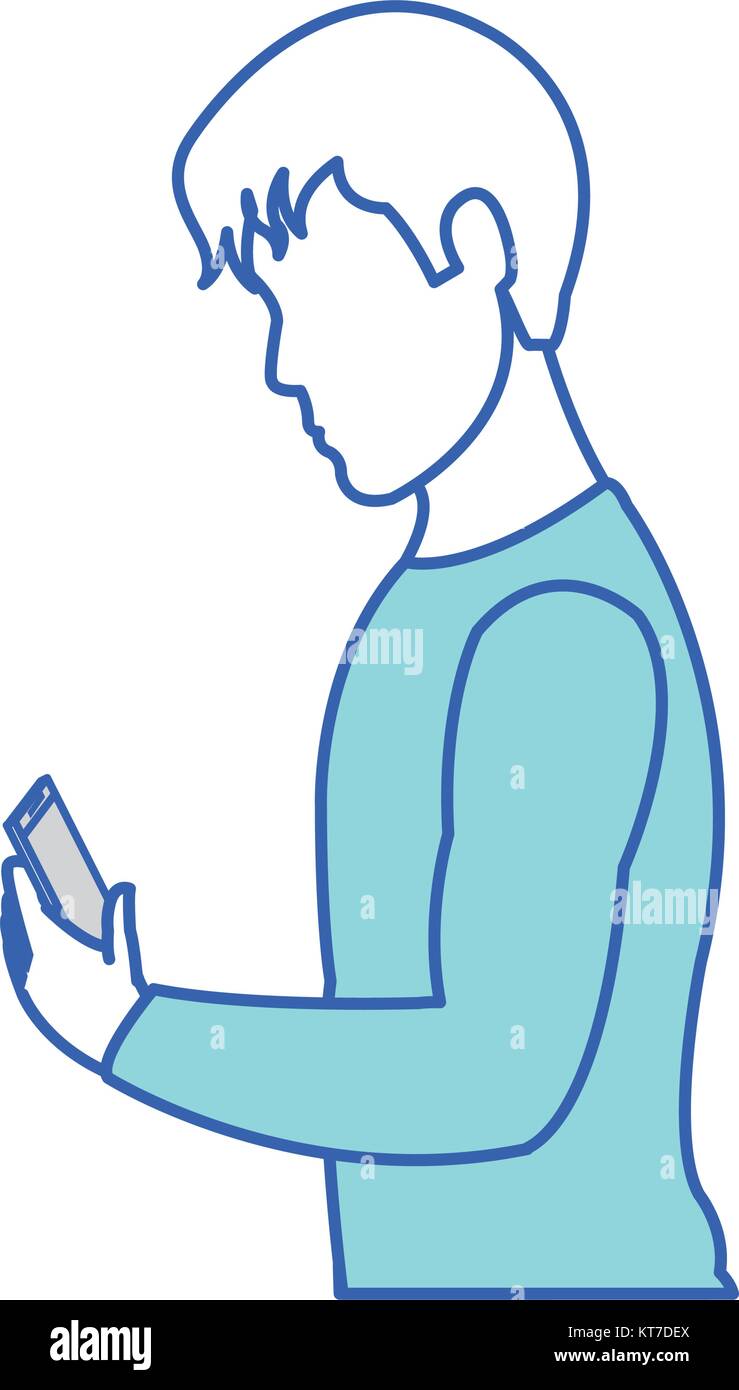 Boy with smartphone of device gadget and technology theme Isolated ...
