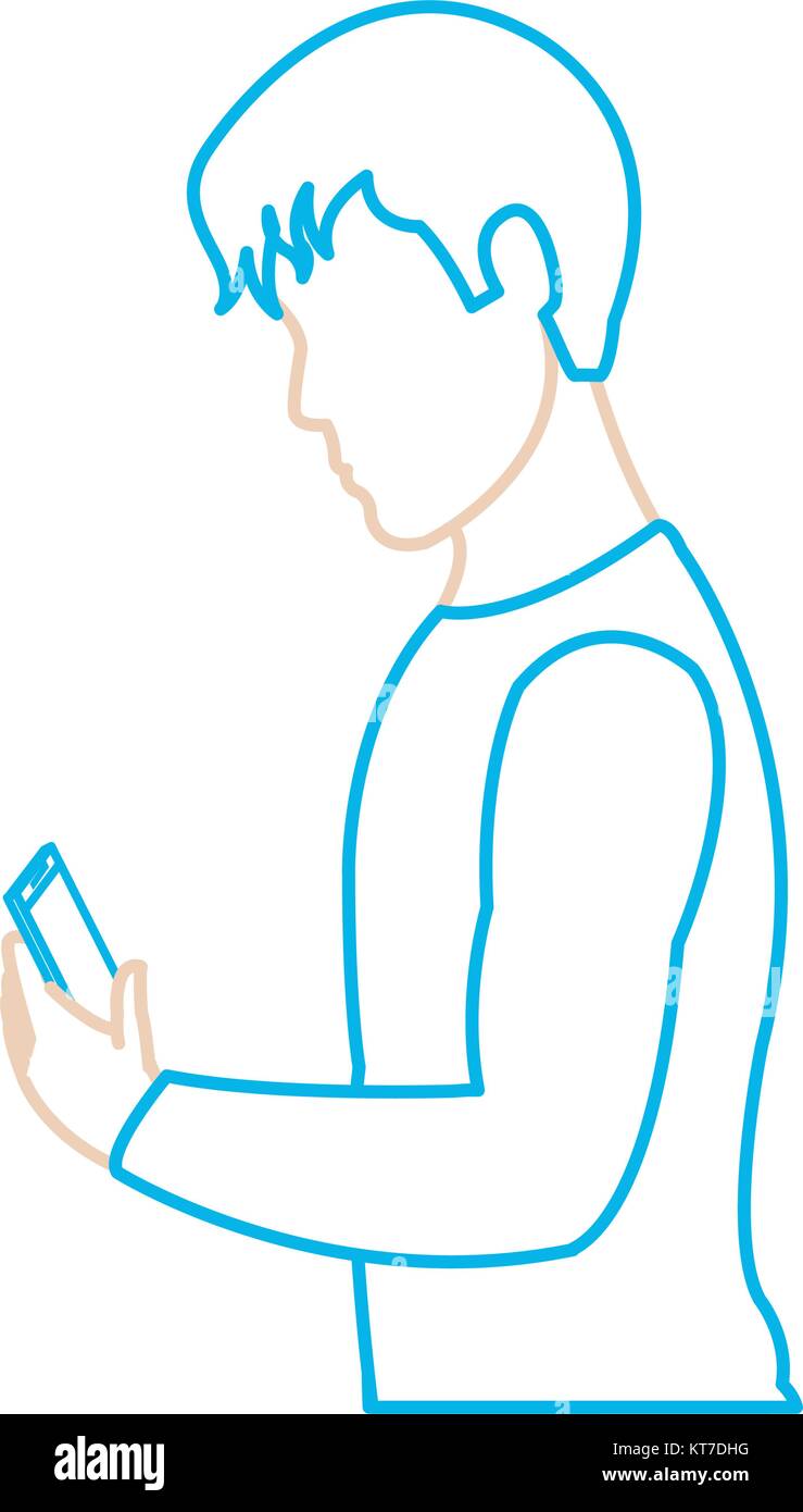 Boy with smartphone of device gadget and technology theme Isolated ...