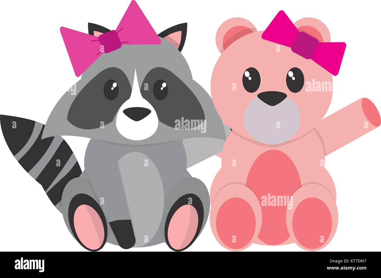 Raccoon and bear cartoon of cute animal and adorable creature theme ...