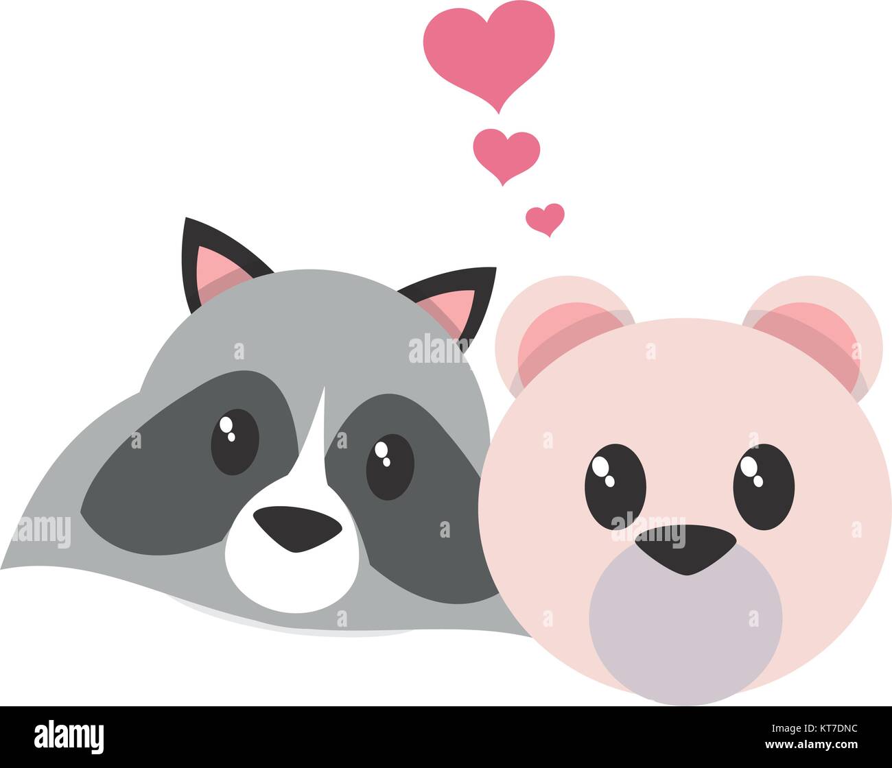 Raccoon and bear cartoon of cute animal and adorable creature theme ...