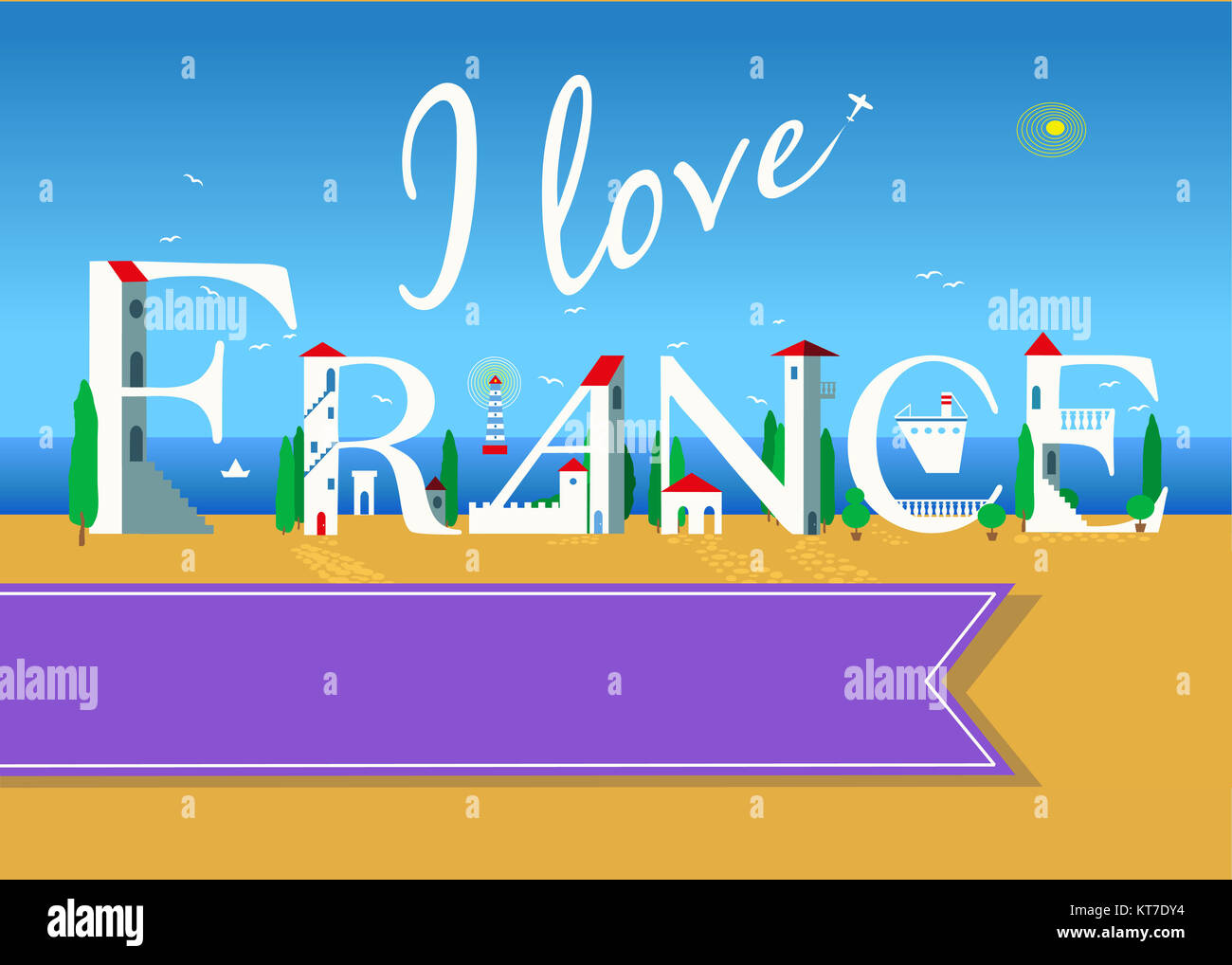 I love France. Travel card Stock Photo - Alamy