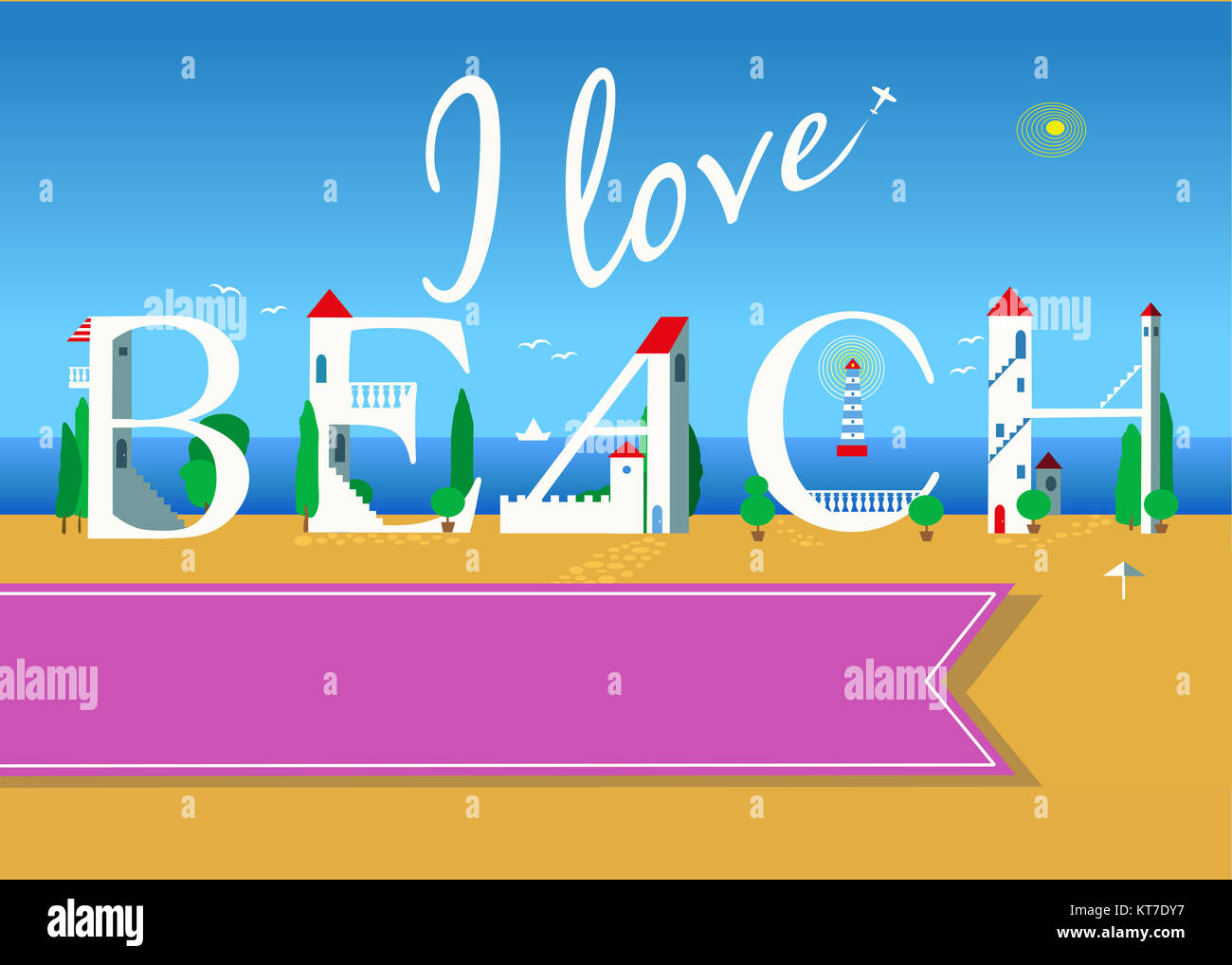 I love beach. Travel card Stock Photo - Alamy