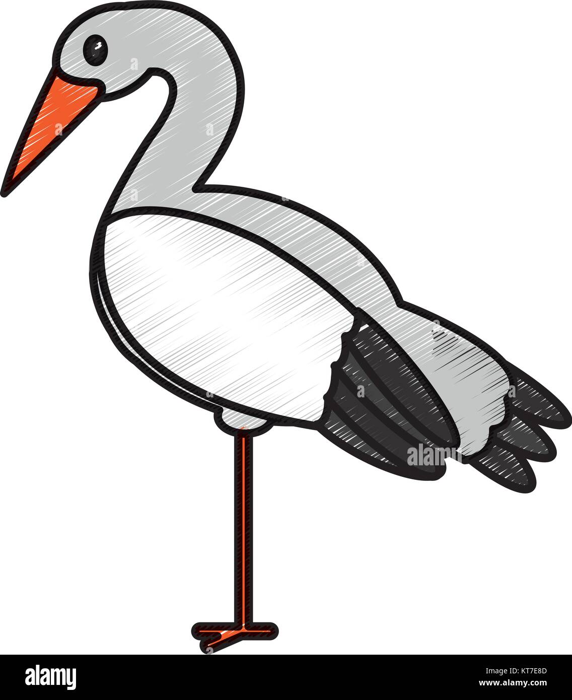 Stork cartoon of cute animal and adorable creature theme Isolated ...