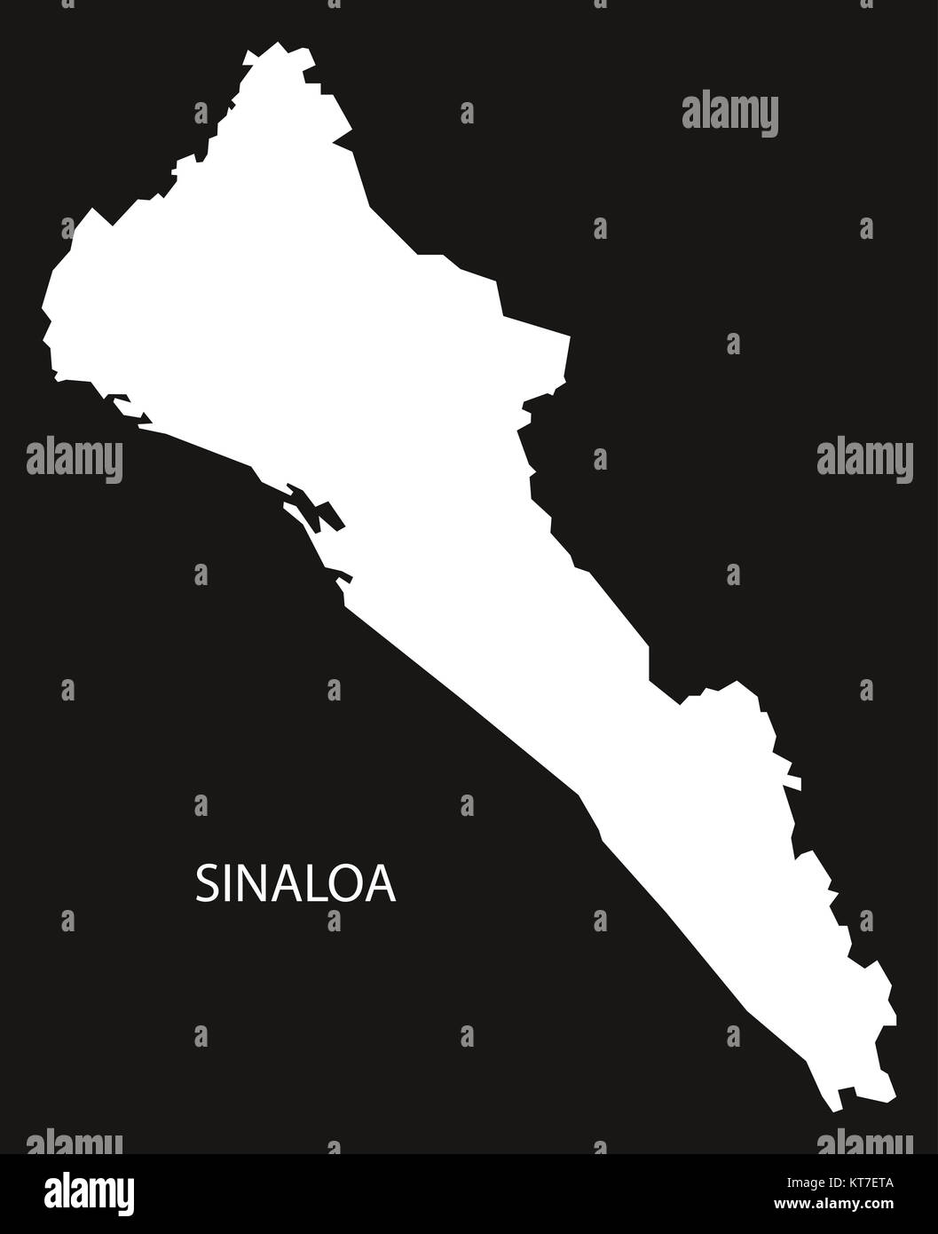 Sinaloa Mexico Map black inverted silhouette Stock Photo - Alamy