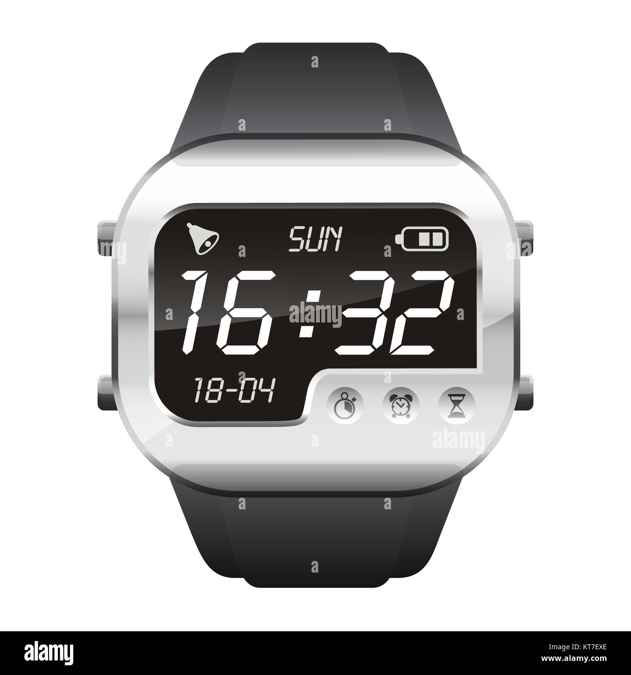 digital watch in steel body Stock Photo - Alamy