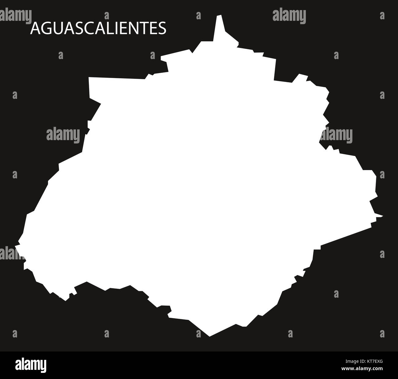 Aguascalientes Mexico Map black inverted silhouette Stock Photo - Alamy