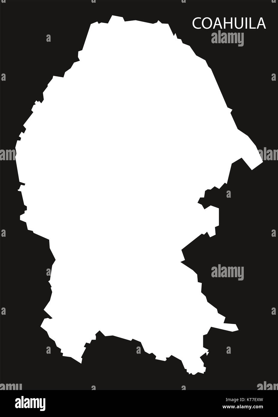 Coahuila Mexico Map black inverted silhouette Stock Photo - Alamy