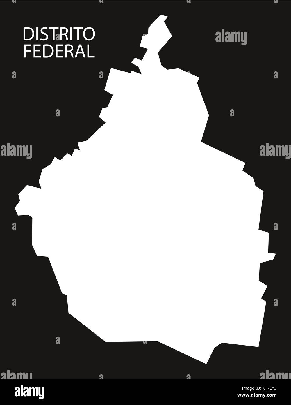 Distrito Federal Mexico Map black inverted silhouette Stock Photo - Alamy