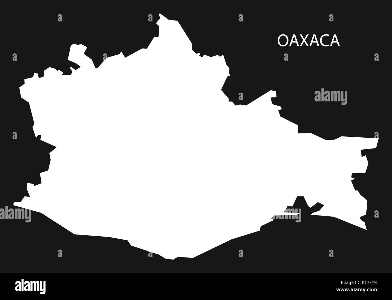 Oaxaca Mexico Map black inverted silhouette Stock Photo - Alamy