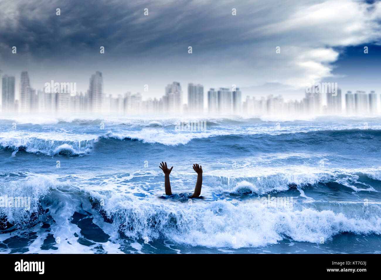 People Drowning In Tsunami