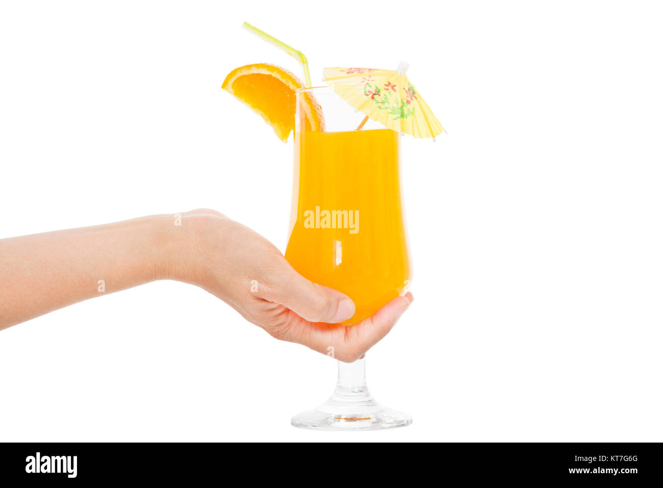 hand holding Orange juice and slices of orange Stock Photo - Alamy
